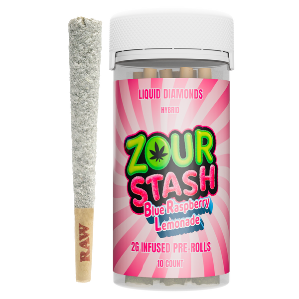 Zour Stash 10ct 2g Thca Liquid Diamond Pre Rolls - Blue Raspberry Lemo