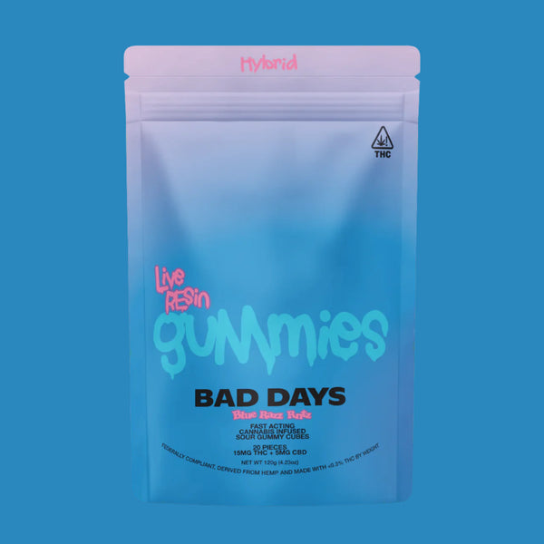 Bad Days Blue Razz Live Resin THC Gummies - 20pc