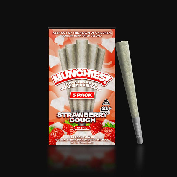Delta Munchies Thca Infused Prerolls 1g - 5pack - Strawberry Cough