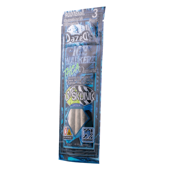 DazedA Ice Walkers - THCA Diamond Pre Rolls - 900mg 3pack - Lime Skunk