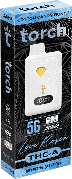 Torch Live Rosin THCa 5g Digital Display Disposables - Cotton Candy Ru